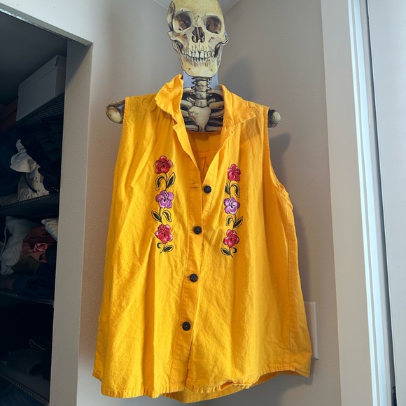 Vintage | Tops | Vintage Sunny Yellow Embroidered Top | Poshmark
